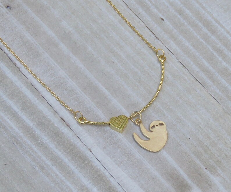 18k Gold Sloth Necklace, Hanging Sloth Pendant, Love Sloths, Sloth ...