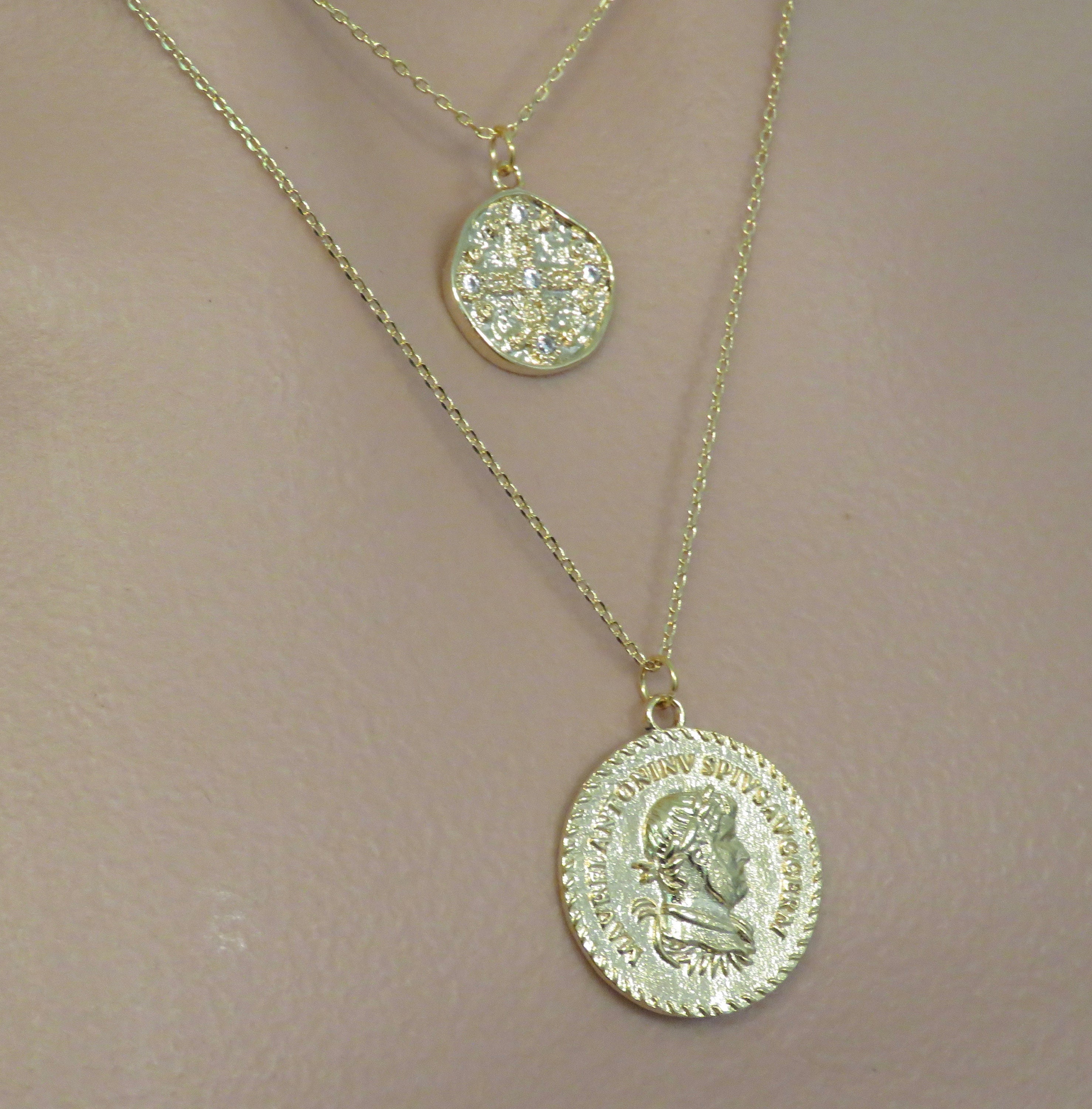 Gold Greek Coin Necklace Set / Greek Cross Necklace / Coin Necklace ...