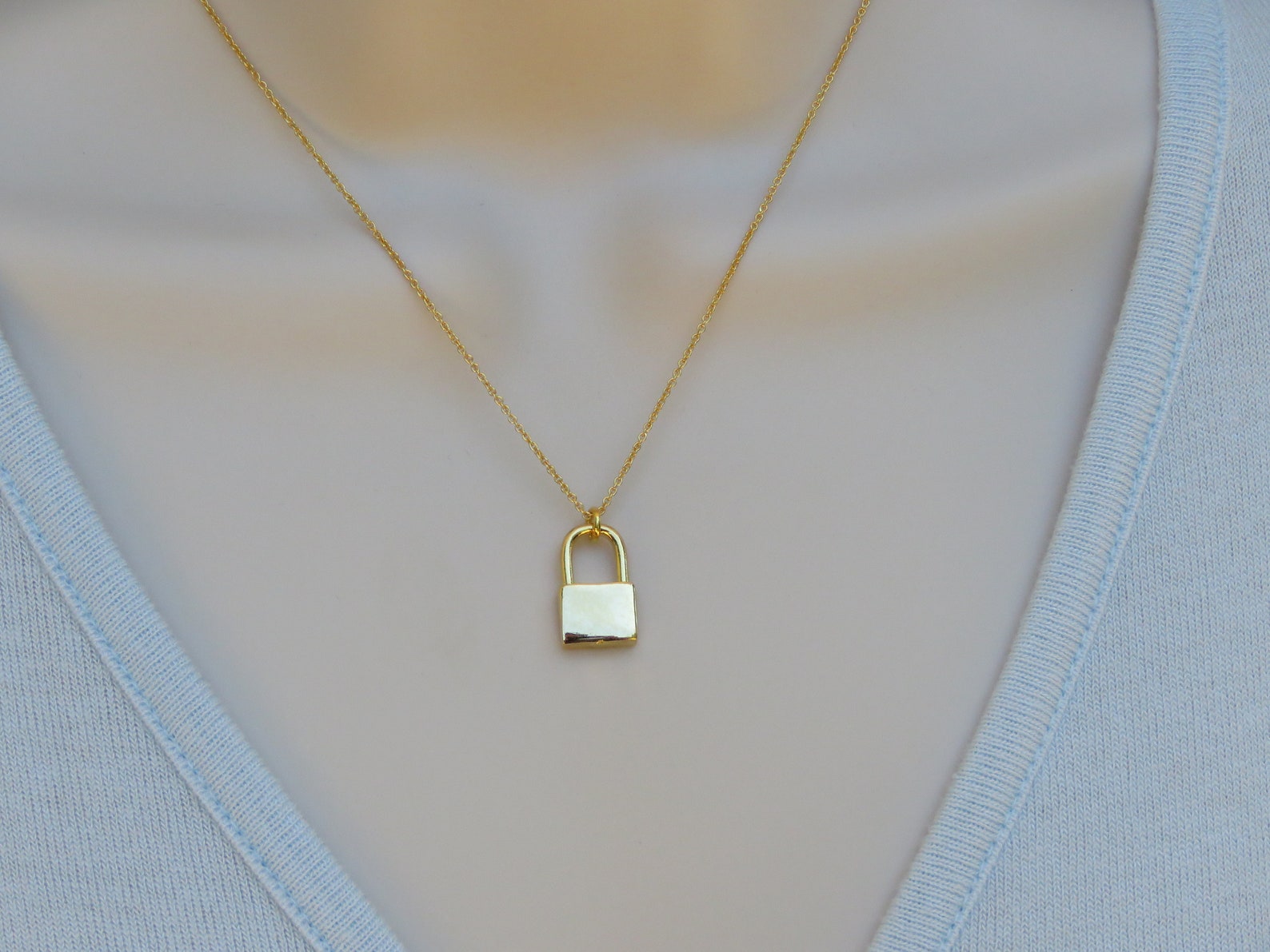Gold Lock Necklace, Lock Jewelry, Padlock Jewelry, Lock and Key, 18k ...