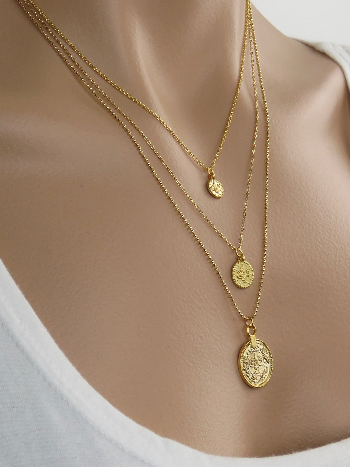 3 Gold Coin Necklace Set / Turkish Coin Necklace / Ottoman Coin ...