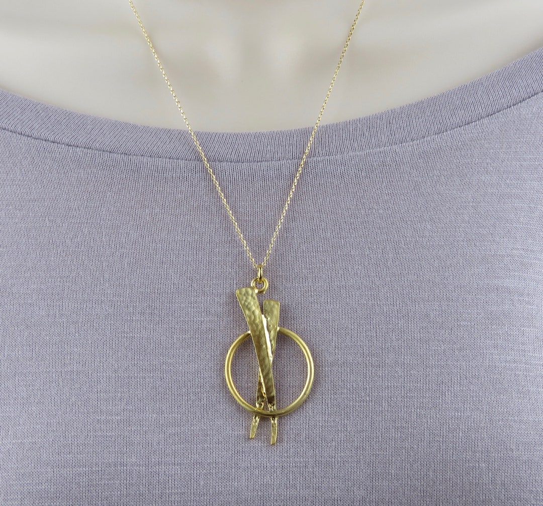 Gold Interlocking Figures Necklace, Love Pendants, Entwined Circle ...