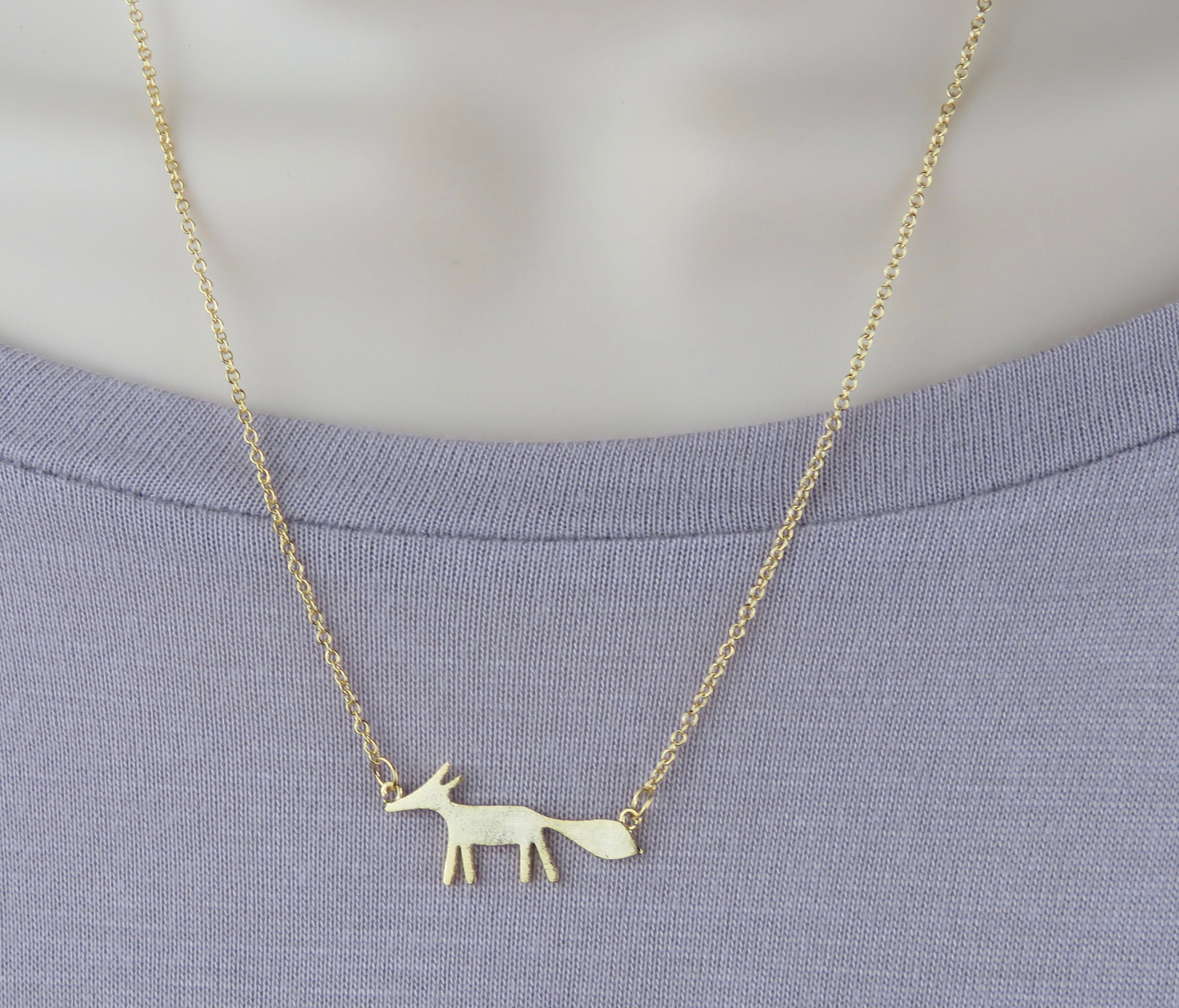 Gold Fox Necklace, Minimalist Fox Necklace, Wild Fox Jewelry, Fox ...