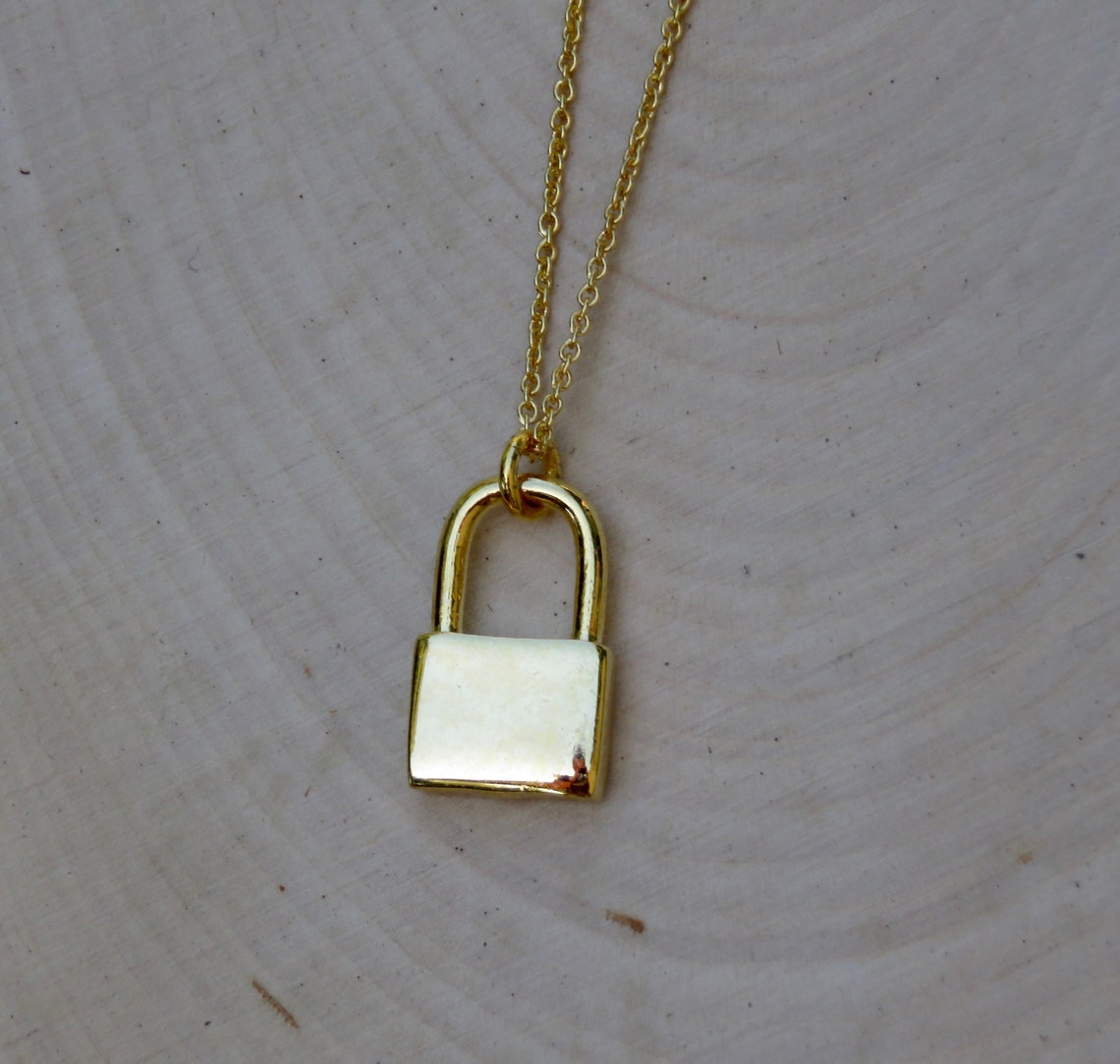 Gold Lock Necklace, Lock Jewelry, Padlock Jewelry, Lock and Key, 18k ...