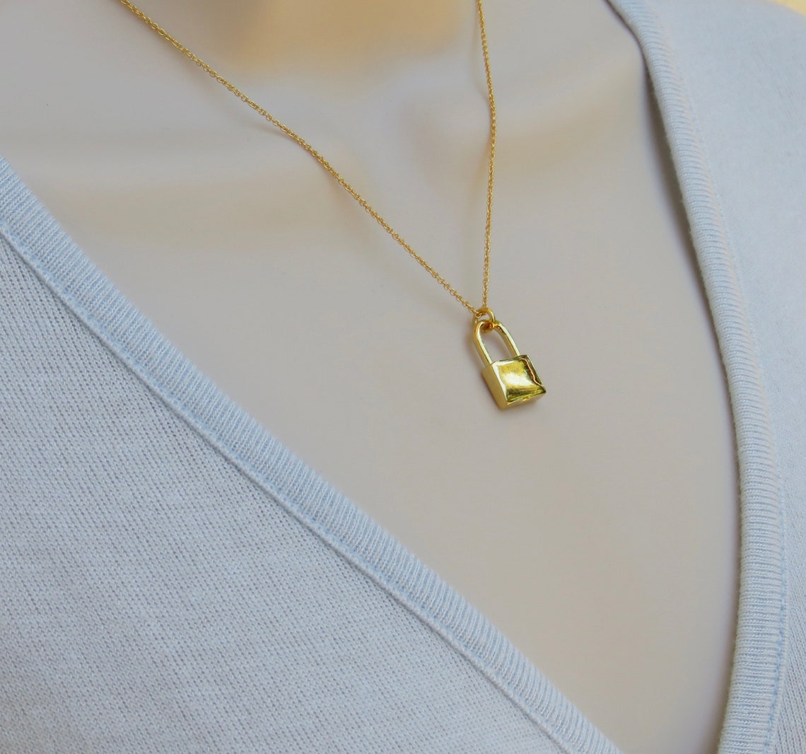 Gold Lock Necklace, Lock Jewelry, Padlock Jewelry, Lock and Key, 18k ...