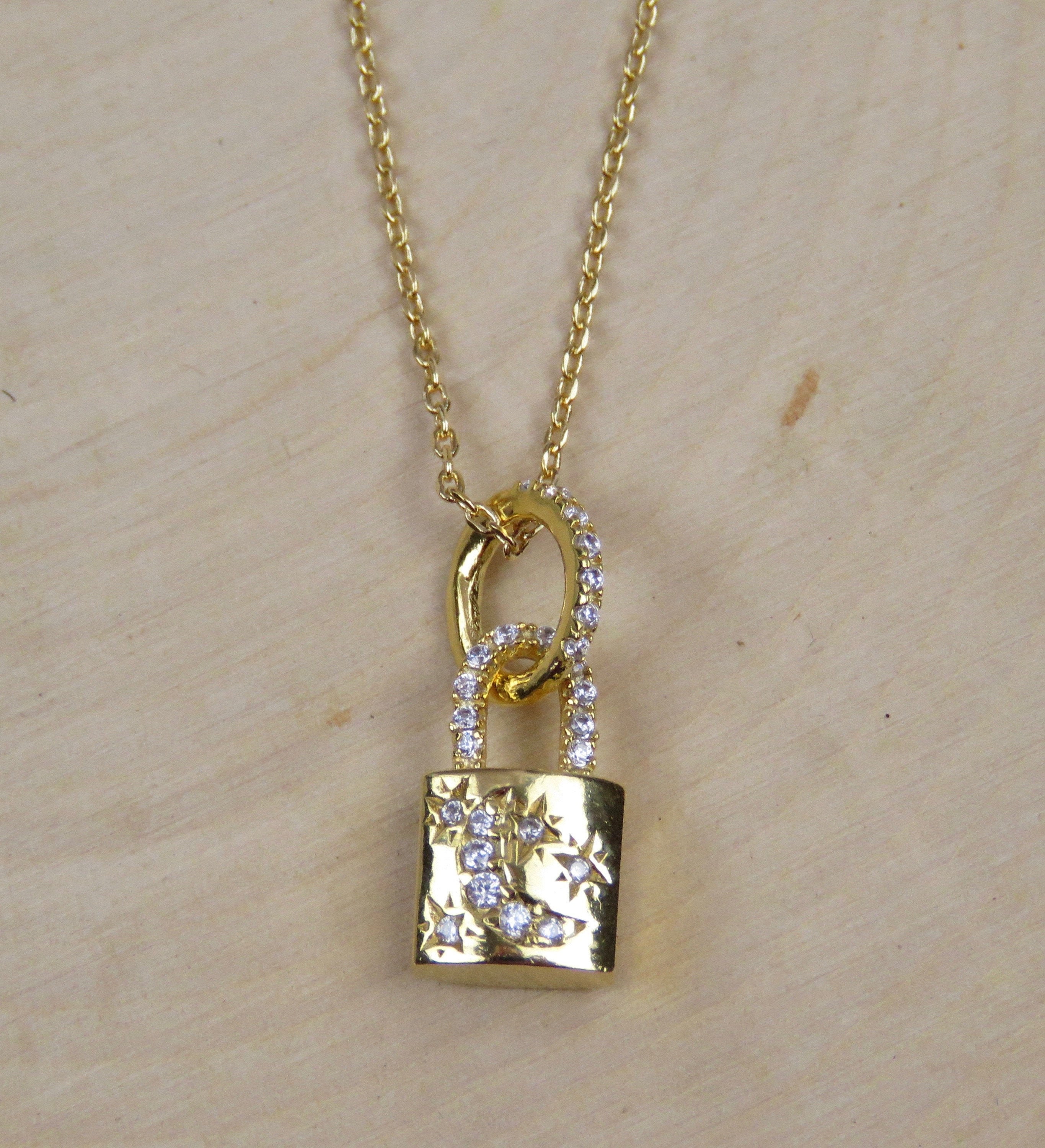 Tiny Gold Lock Necklace, Lock Jewelry, Padlock Jewelry, Moon, Stars ...