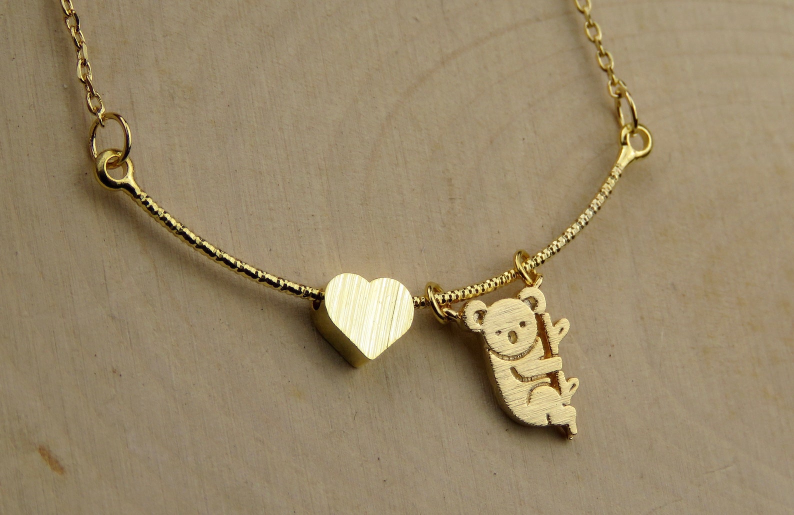 18k Gold Koala Bear Necklace, Hanging Koala Bear Pendant, Love Koalas ...