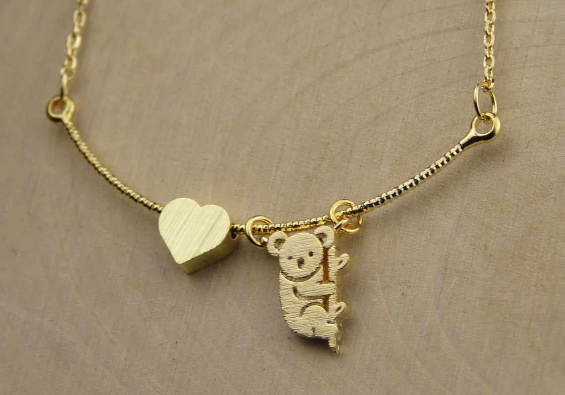 18k Gold Koala Bear Necklace, Hanging Koala Bear Pendant, Love Koalas ...