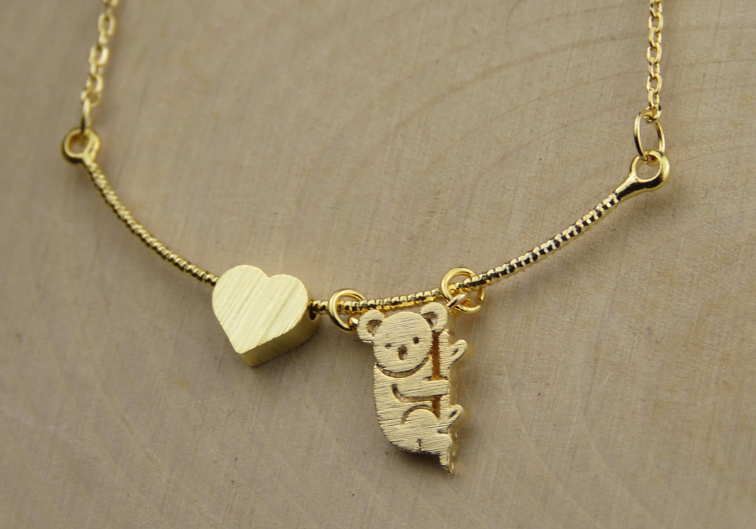 18k Gold Koala Bear Necklace, Hanging Koala Bear Pendant, Love Koalas ...