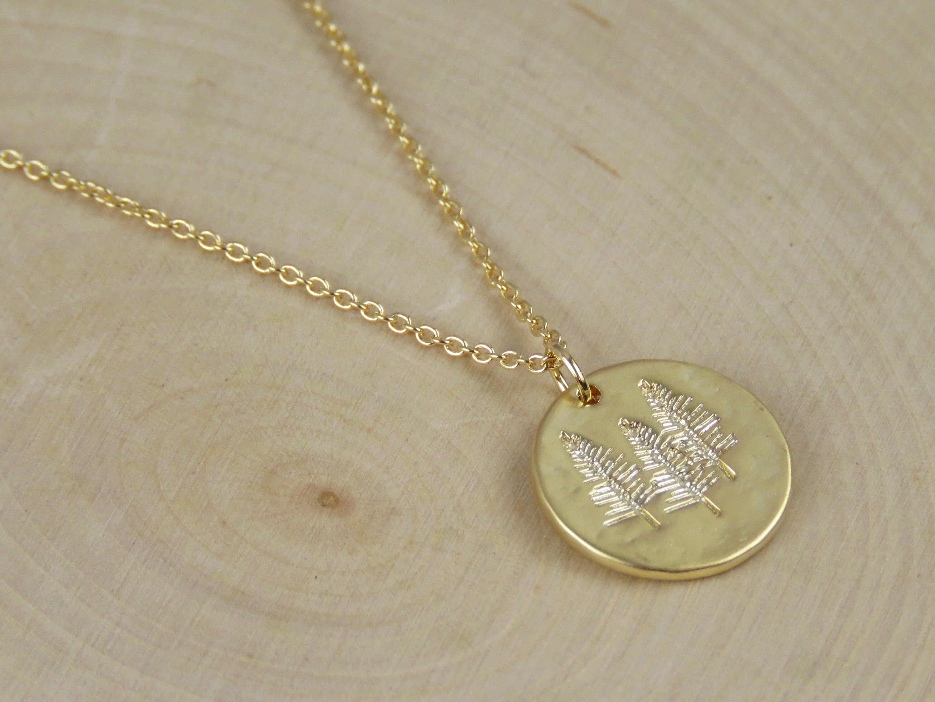 Evergreen Tree Necklace / Tiny Disc Nature Jewelry / Forest, Woods ...