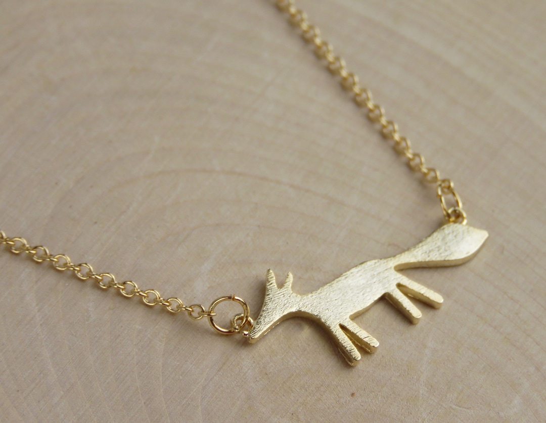 Gold Fox Necklace, Minimalist Fox Necklace, Wild Fox Jewelry, Fox ...