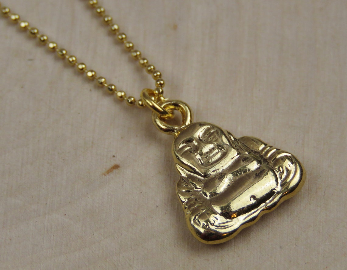 Gold Buddha Medallion Necklace, Gold Coin Necklace, Buddhist Jewelry ...