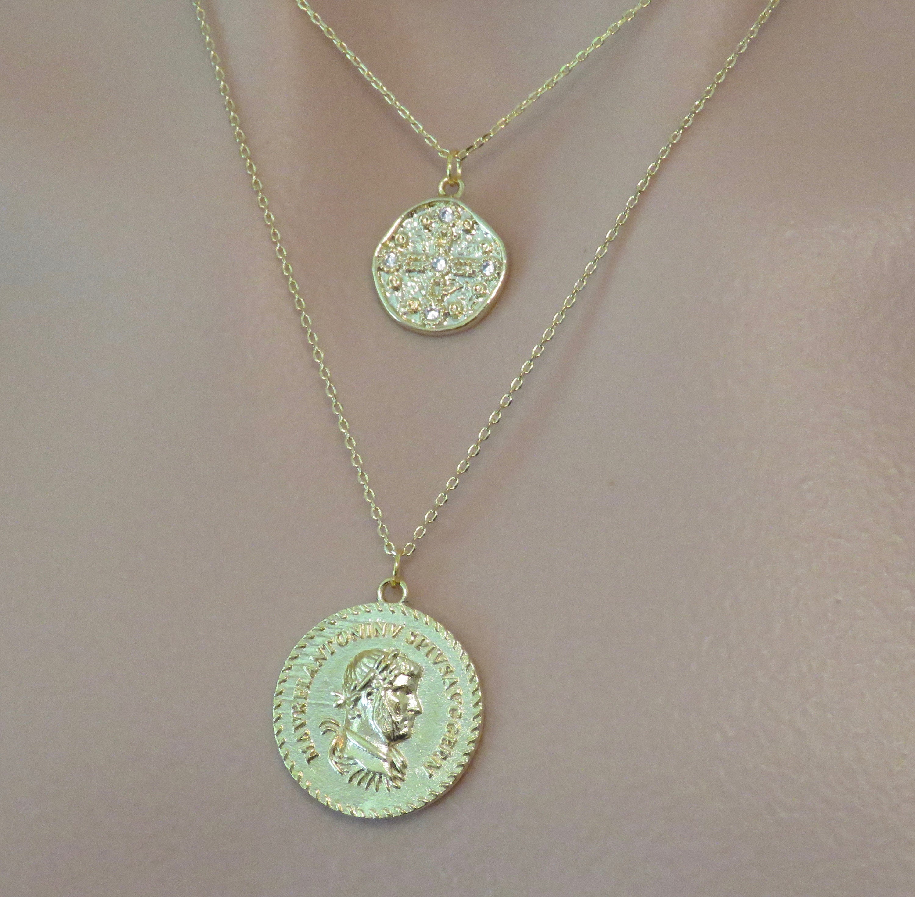 Gold Greek Coin Necklace Set / Greek Cross Necklace / Coin - Etsy