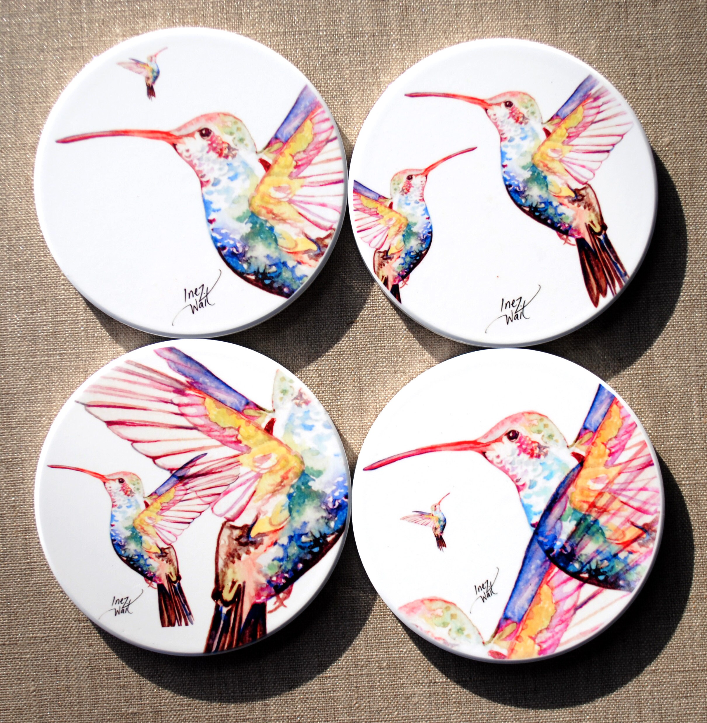 Hummingbird Coasters, Set of 4, Bright and Colourful Birds - Etsy