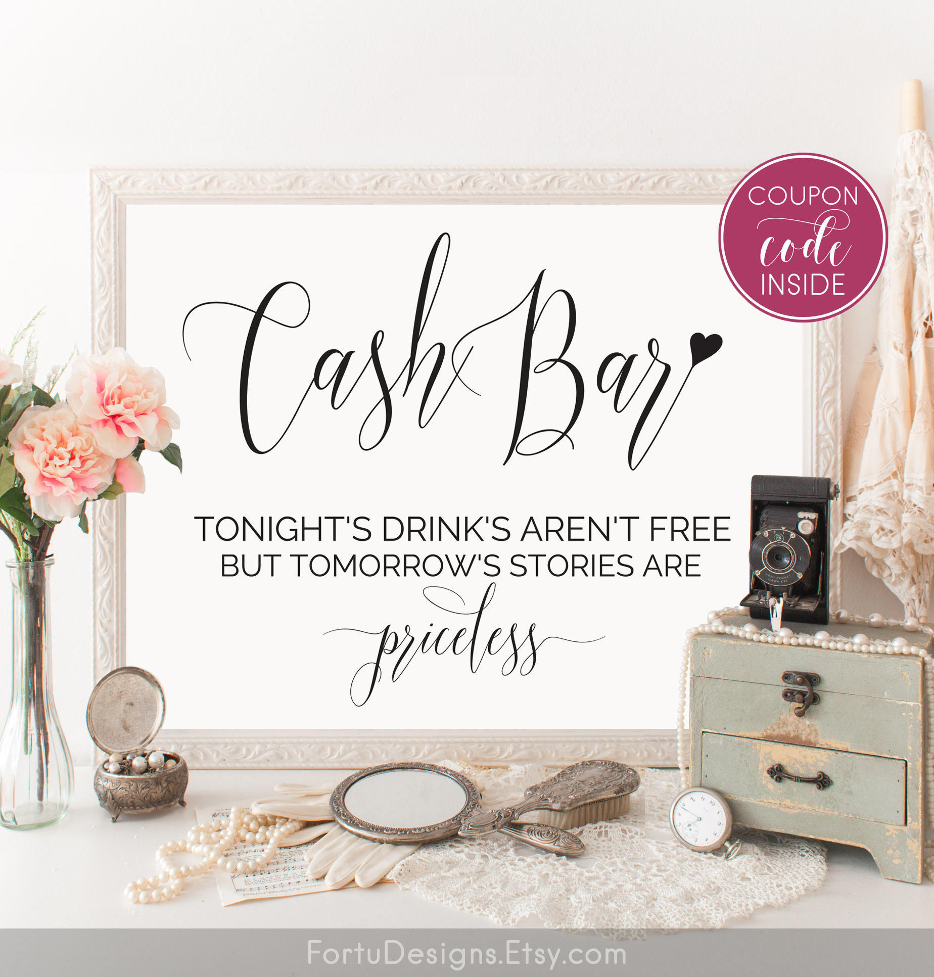 Cash bar sign Printable wedding sign Wedding bar sign Party | Etsy