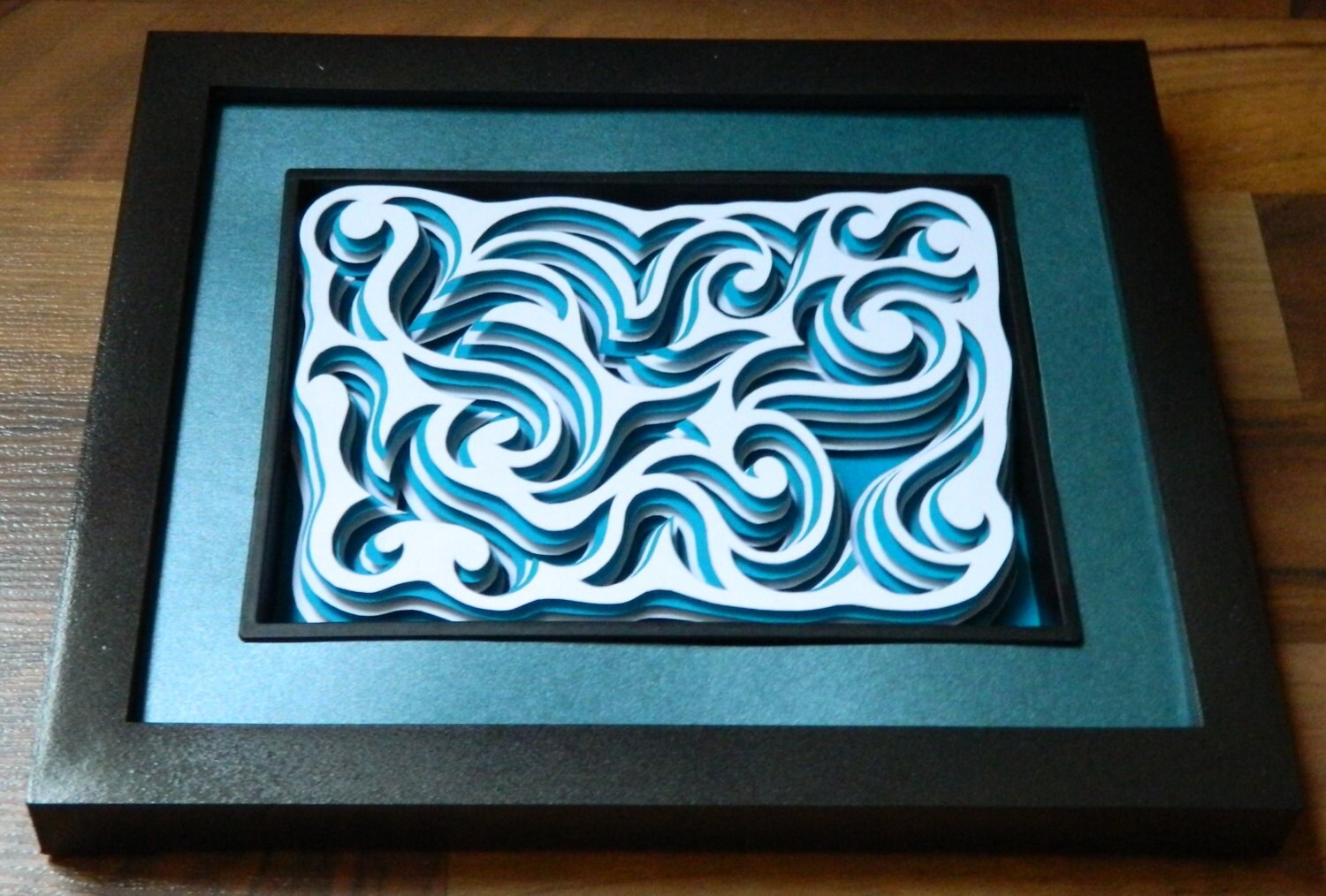 3D Paper Sculpture Waves Teal - Etsy