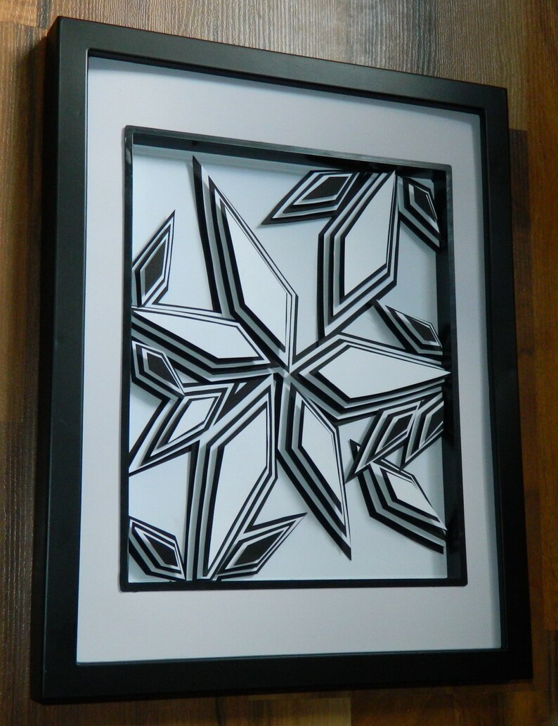 3D Paper Sculpture Shards Black and White - Etsy