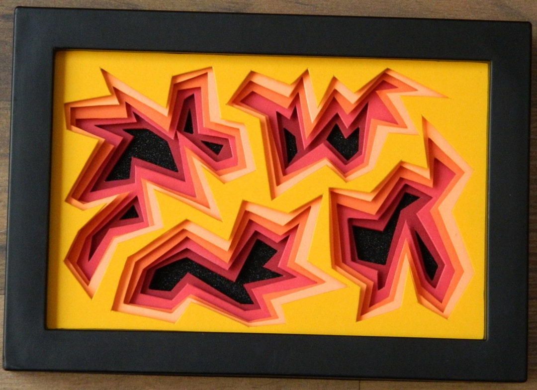 3D Paper Sculpture Angles Red Orange - Etsy