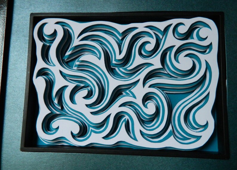 3D Paper Sculpture Waves Teal - Etsy