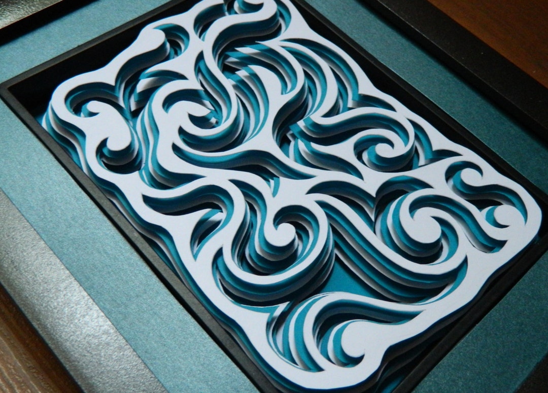 3D Paper Sculpture Waves Teal - Etsy