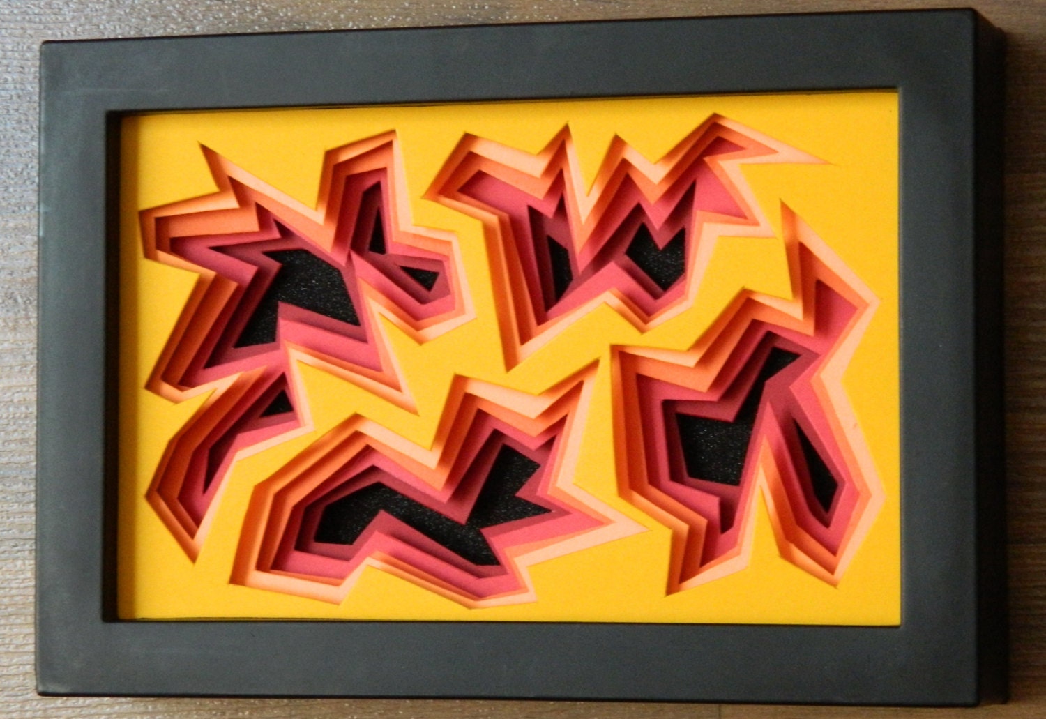 3D Paper Sculpture Angles Red Orange - Etsy