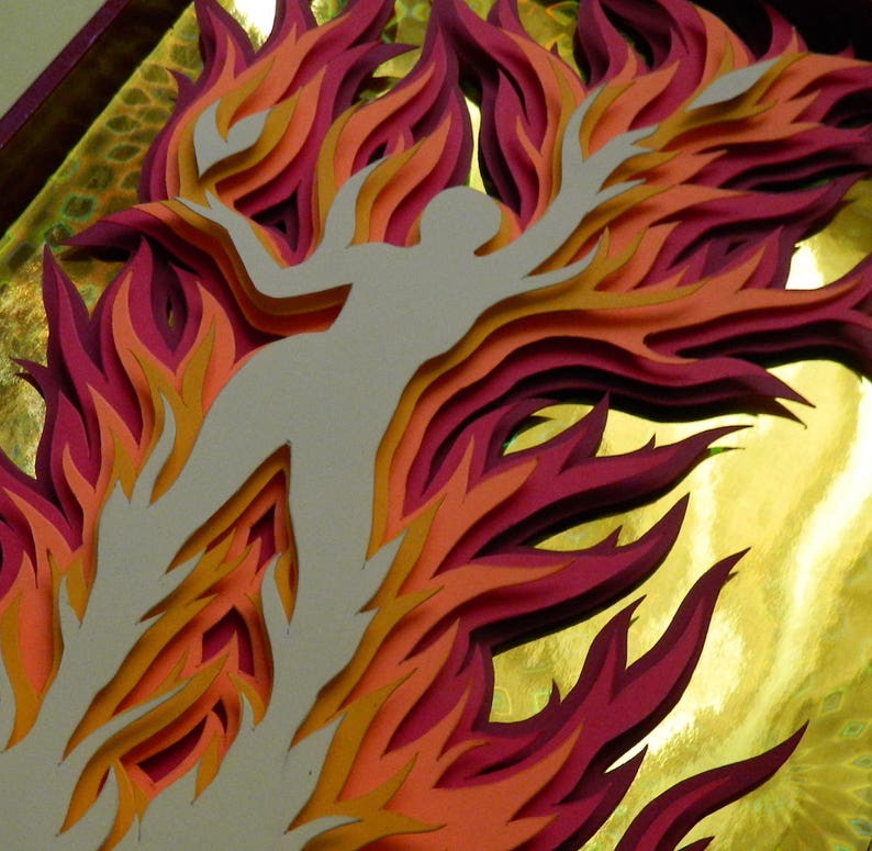 3D Paper Sculpture Fire Elemental - Etsy