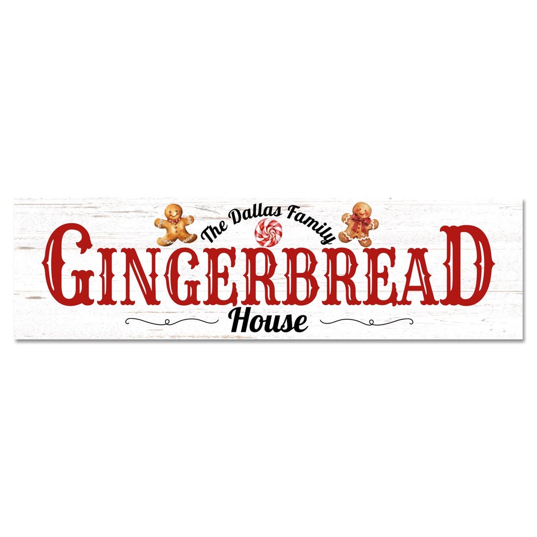 Custom Gingerbread House Sign With Family Name – Christmas Wall Decor ...