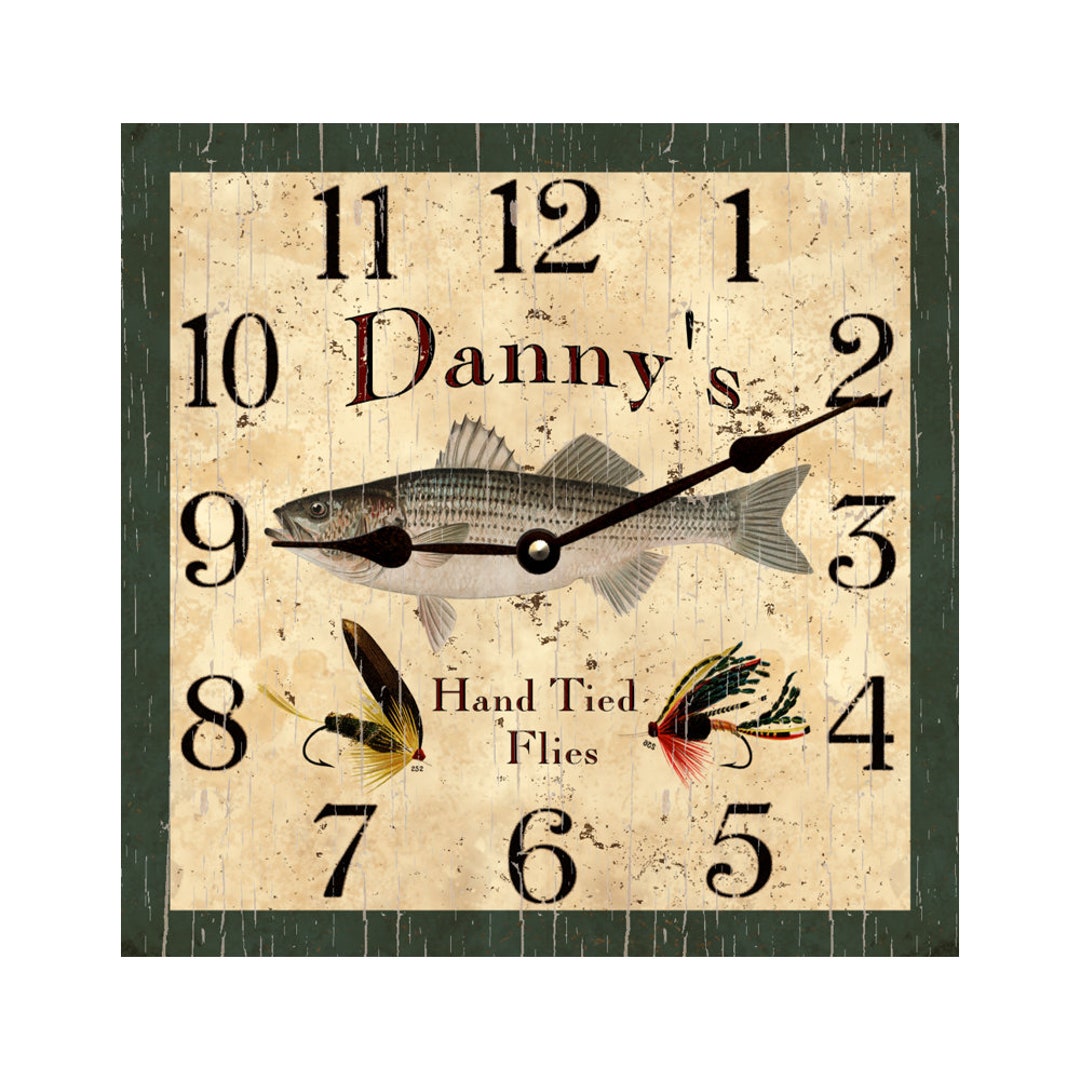 Personalized Fishing Clock- Custom Name Bass Fishing Clock - Etsy