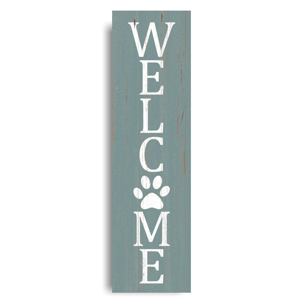 Vertical Welcome Sign Welcome Paw Print Sign - Etsy