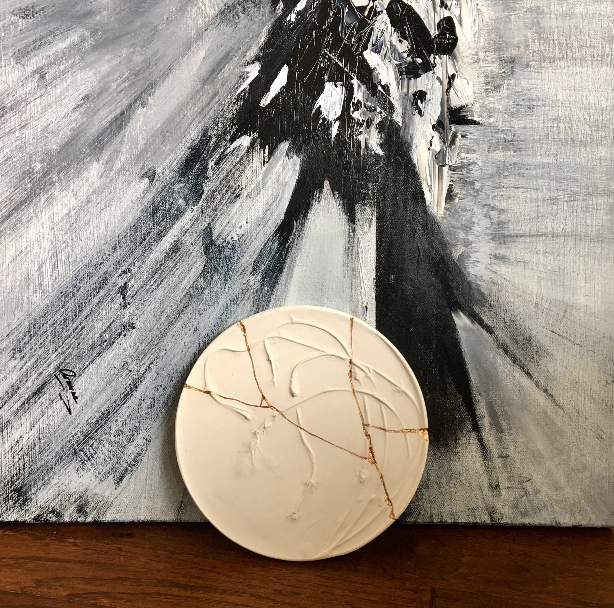 SAME DAY SHIPPING Sale Plaster Kintsugi Cast Tile. | Etsy