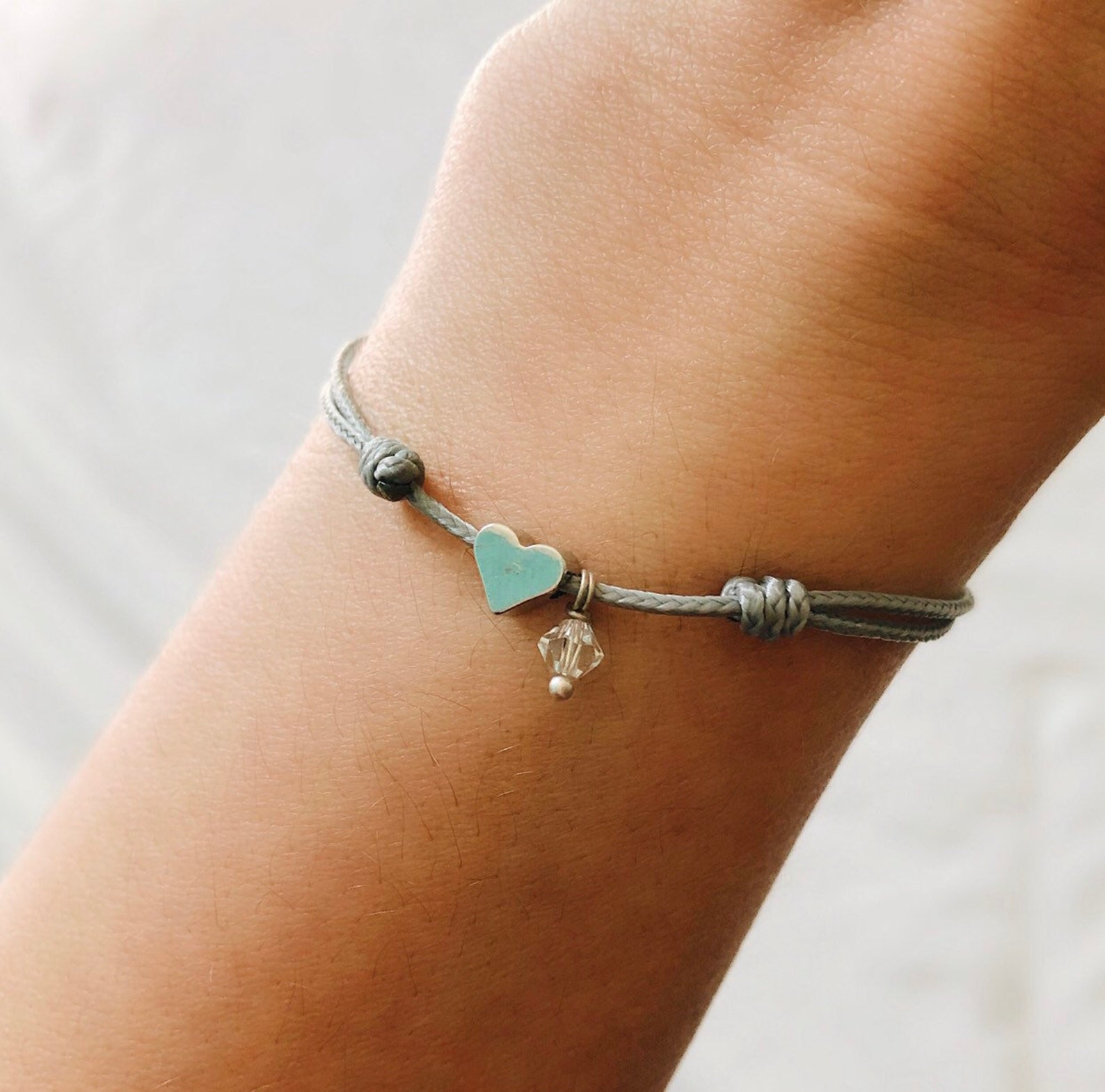 Adult Dainty Heart String Bracelet / Minimalist Bracelet / - Etsy