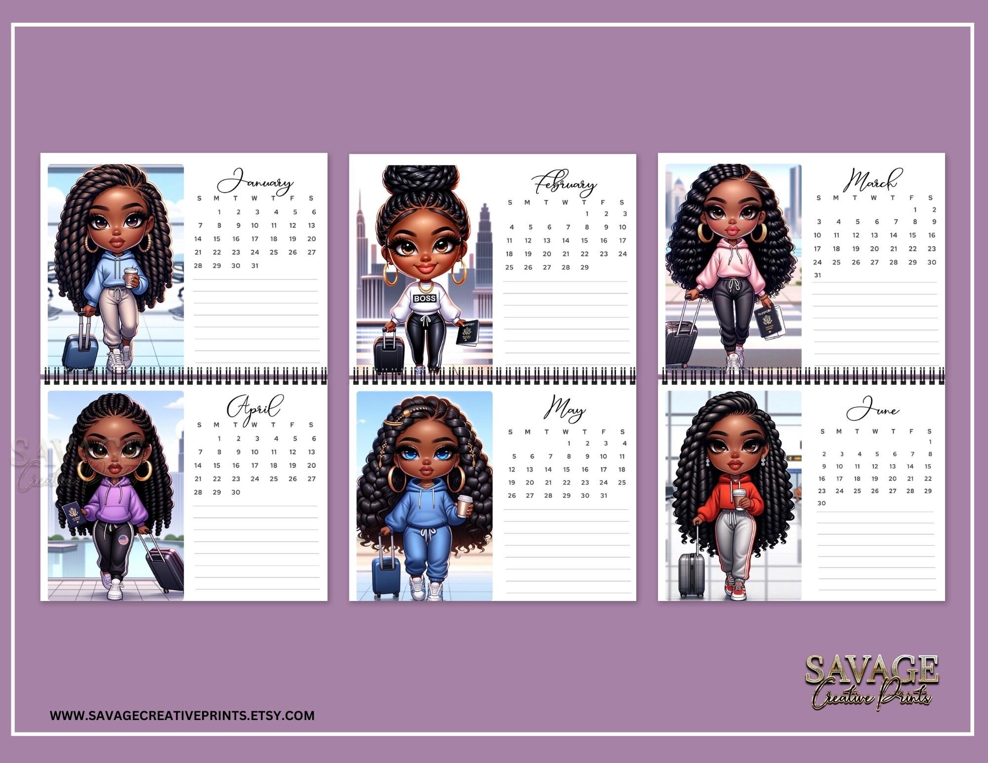 Explore in Style 2024 Calendar | Chibi Dolls Travel Calendar | Digtital ...