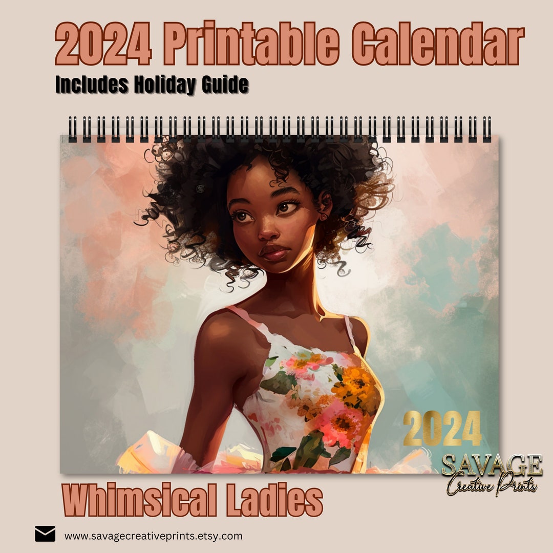 2024 Digital Calendar | Whimsical Girls Monthly Calandar | Beautiful ...