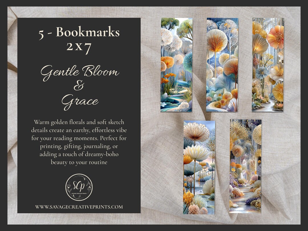 Boho Floral Printable Bookmarks – 5 Digital Designs | Gentle Bloom N ...