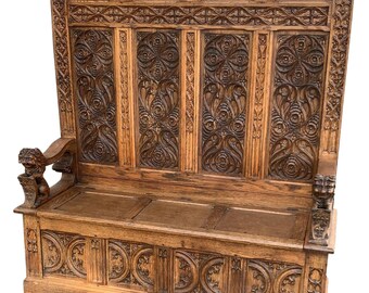 High Back Antique Bench | Etsy