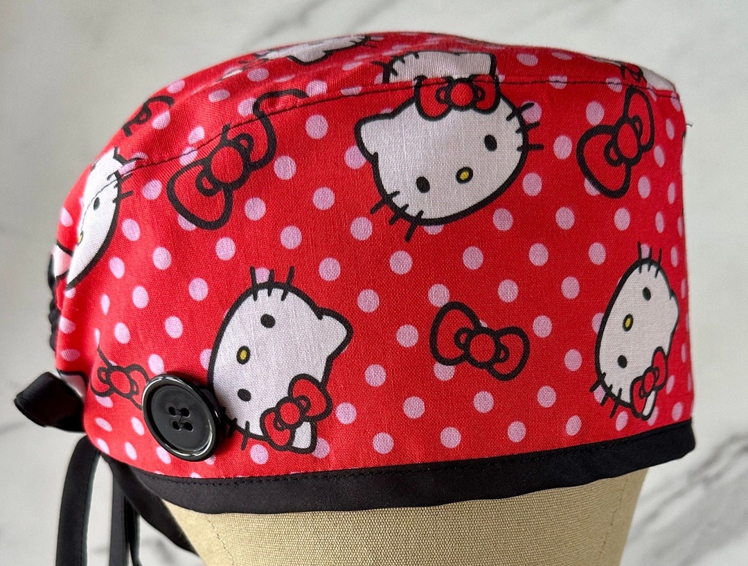 Hello Kitty Scrub Cap, Hello Kitty Surgical Cap, Scrub Hat, Scrub Cap ...