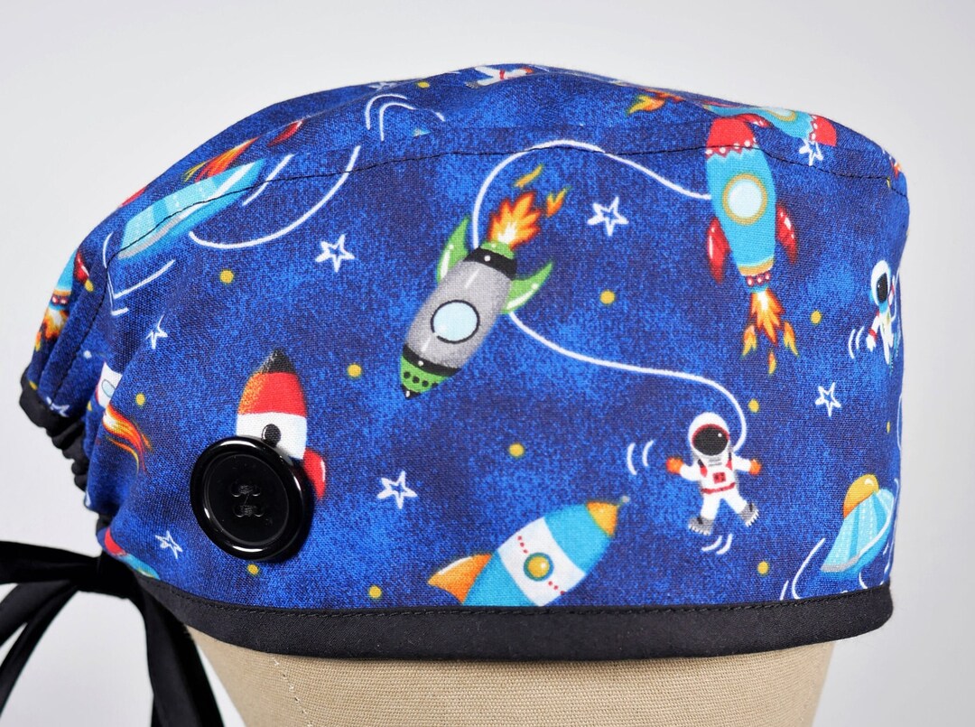 Rocket Scrub Cap, Space Surgical Cap, Scrub Hat, Rocket Man Scrub Cap ...
