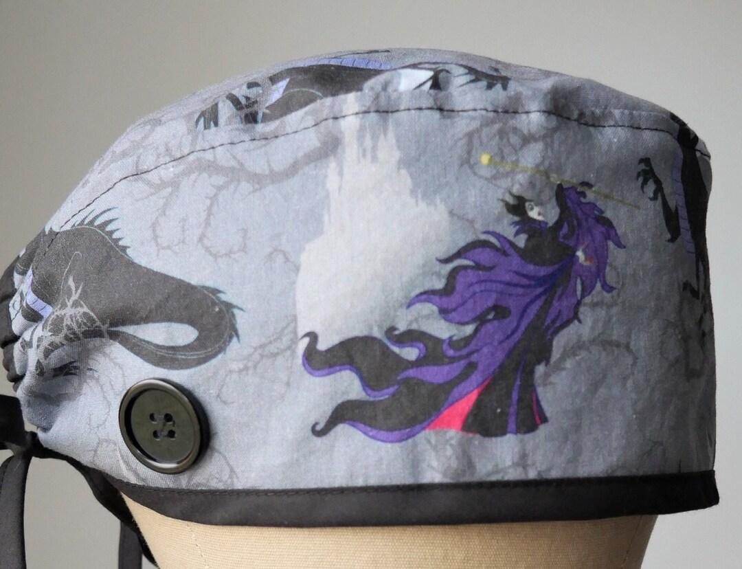 Maleficent Scrub Cap, Maleficent Surgical Cap, Disney Villain Scrub Hat ...