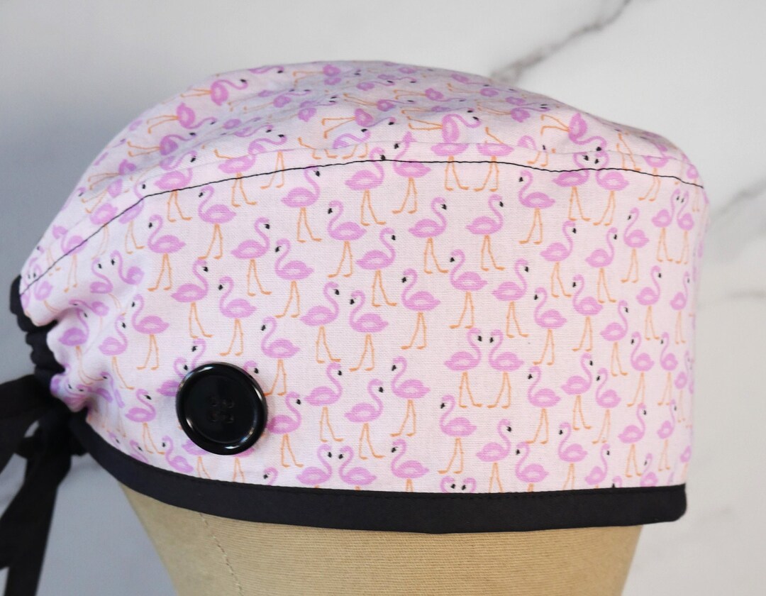 Flamingo Print Scrub Cap: Surgical Hat With Buttons - Etsy
