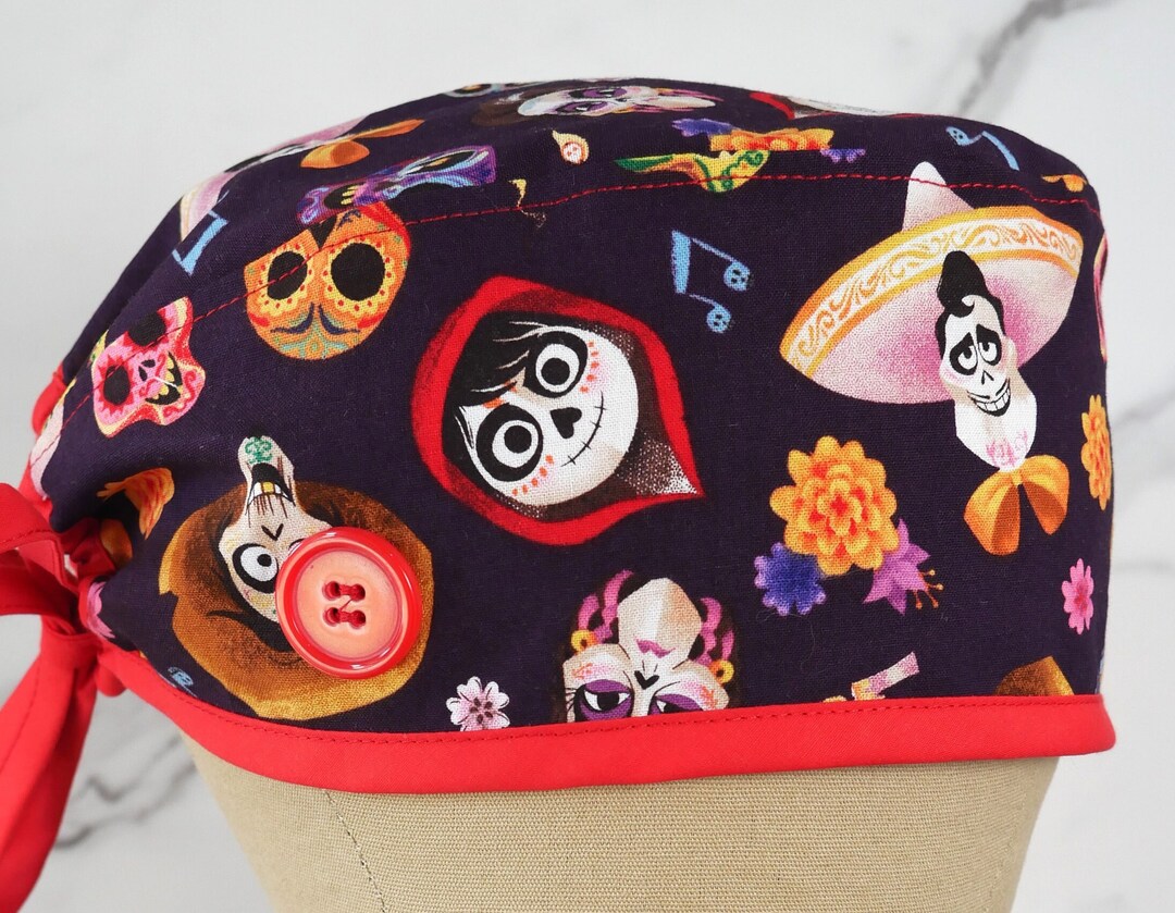 Coco Print Scrub Cap: Unisex Surgical Hat With Buttons - Etsy