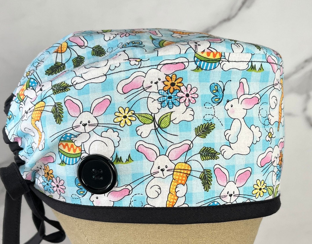 Easter Bunny Scrub Cap, Easter Surgical Cap, Easter Scrub Hat, Scrub ...