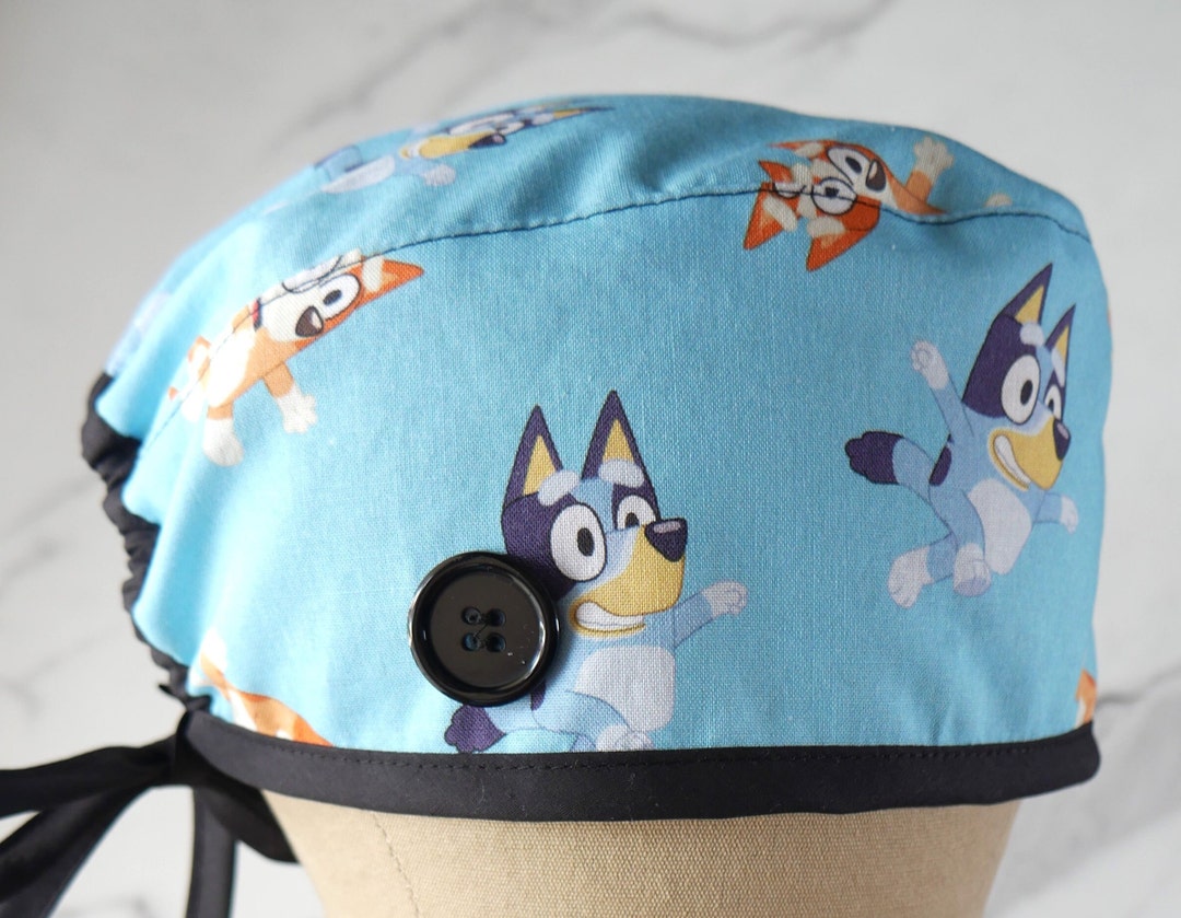 Bluey Scrub Cap, Bluey Surgical Cap, Scrub Hat, Scrub Cap With Buttons ...
