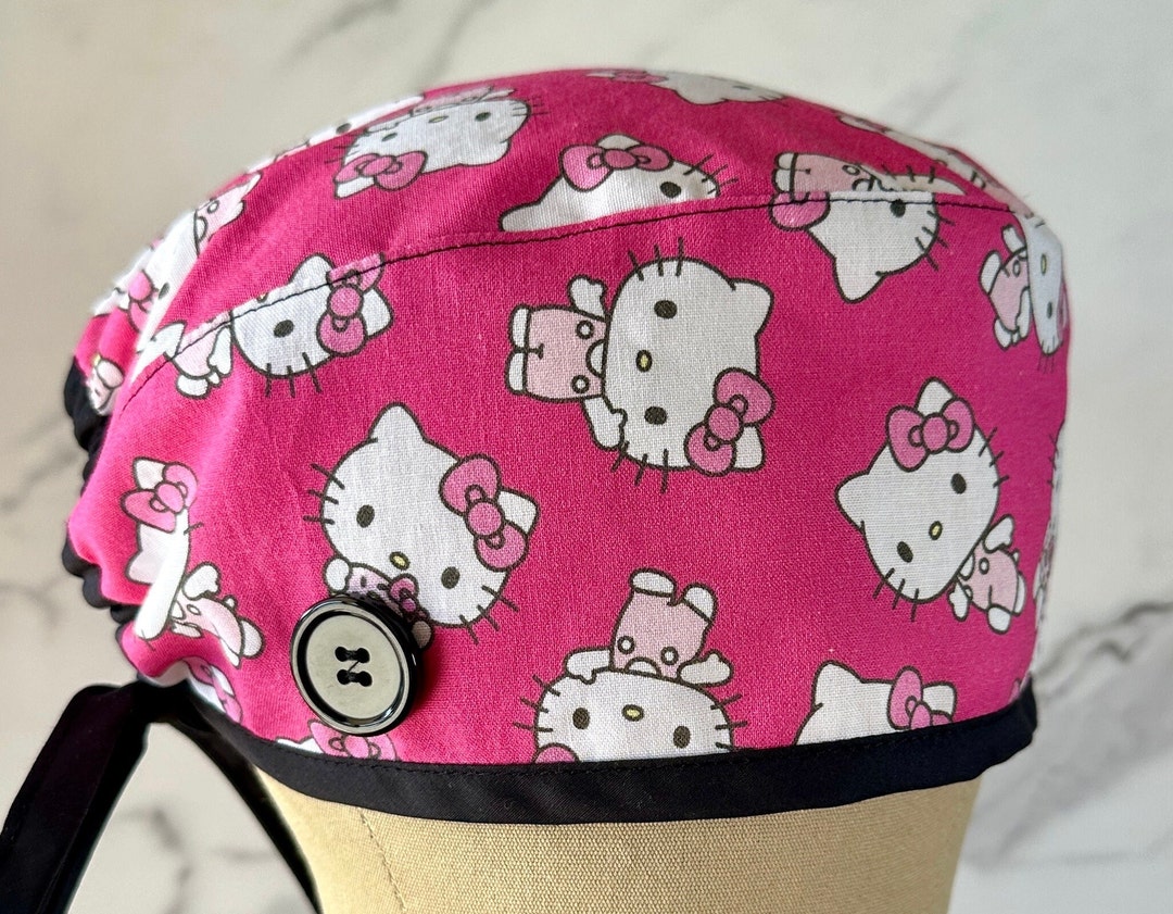 Hello Kitty Scrub Cap, Hello Kitty Surgical Cap, Scrub Hat, Scrub Cap ...