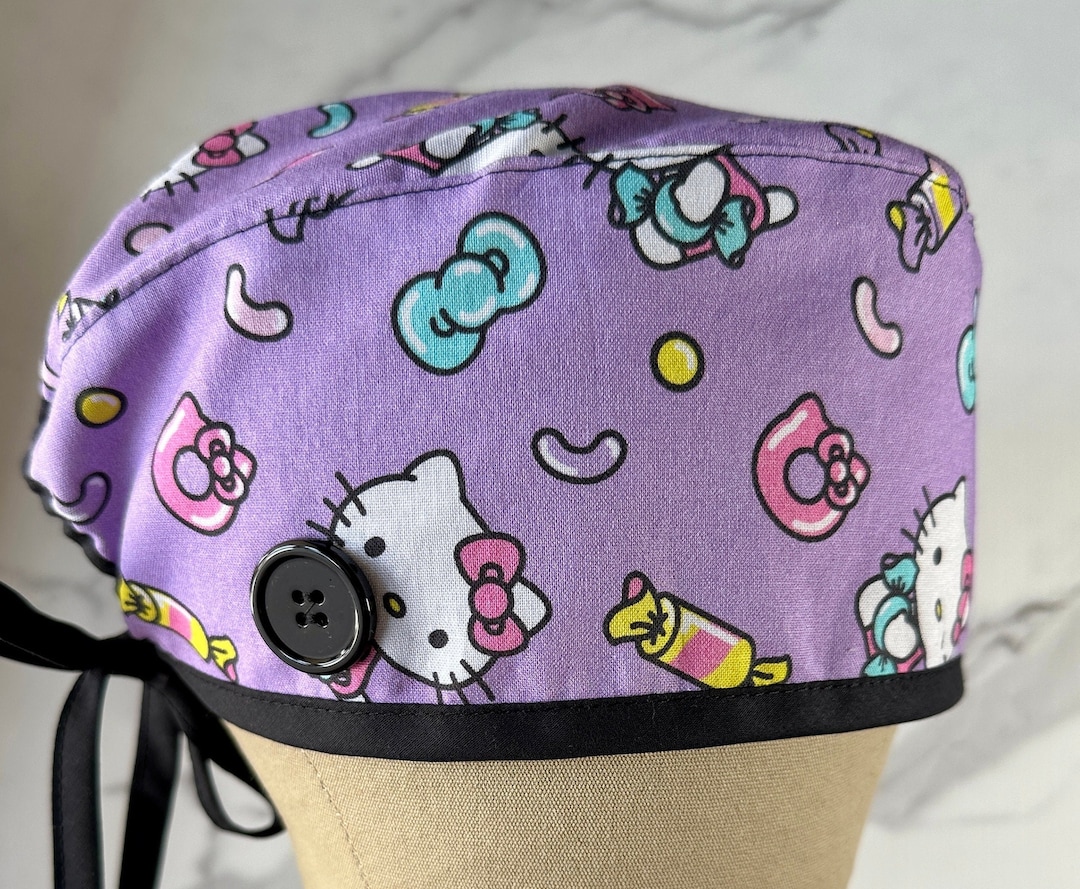 Hello Kitty Scrub Cap, Hello Kitty Surgical Cap, Scrub Hat, Scrub Cap ...