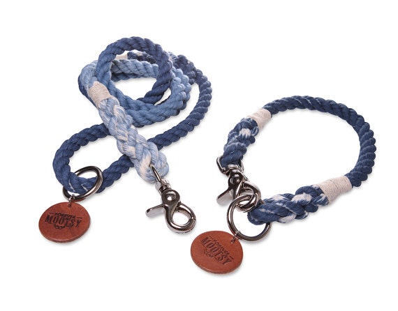 Denim Blue Ombré Rope Dog Collar - Etsy