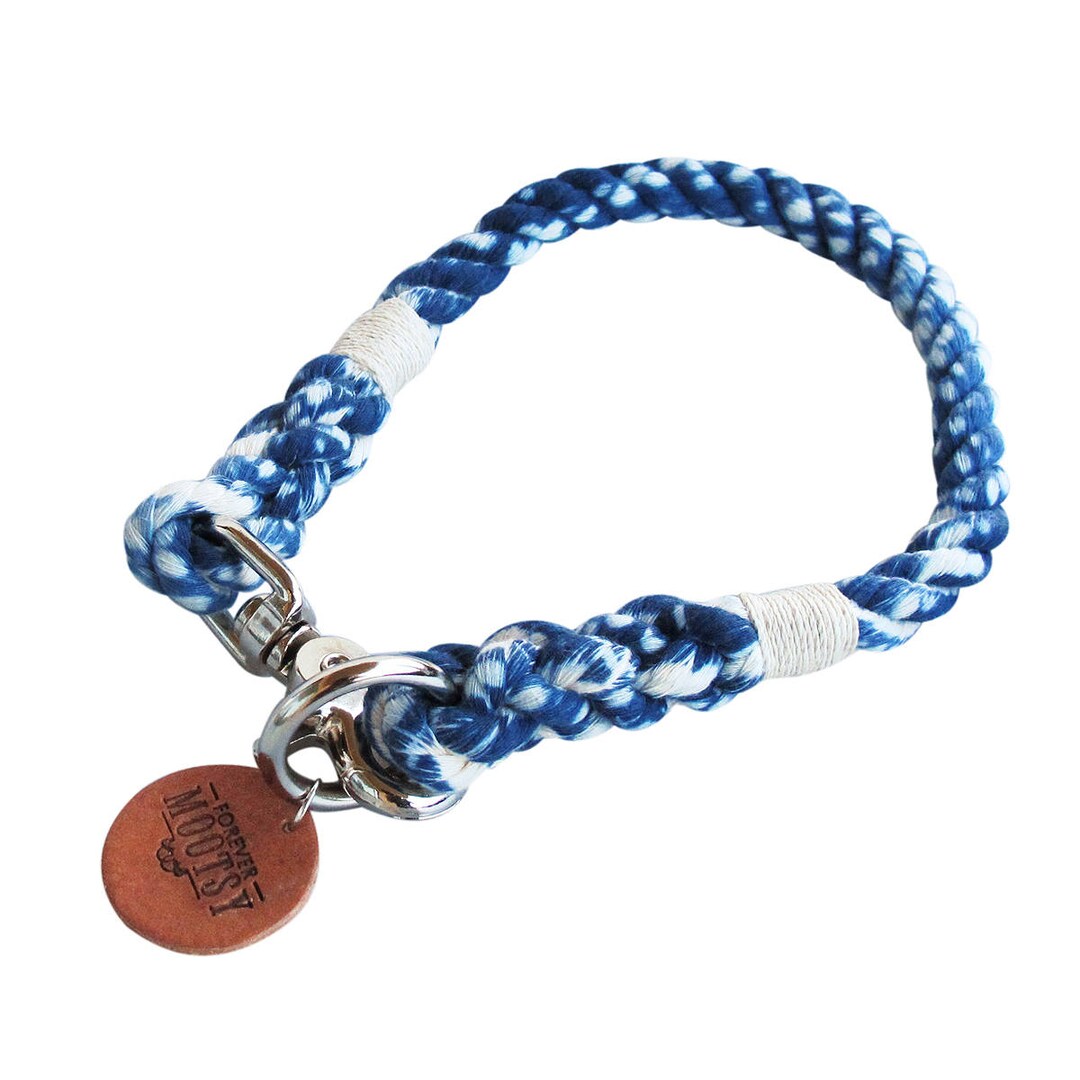 Marble Blue Rope Dog Collar - Etsy