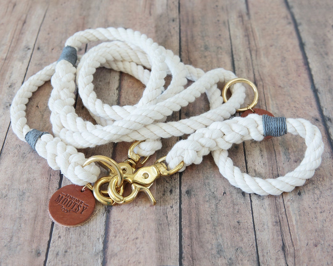 Natural White Dog Leash - Grey Hemp Twine - Etsy