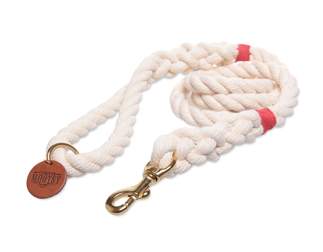 Natural White Dog Leash - Red Hemp Twine - Etsy