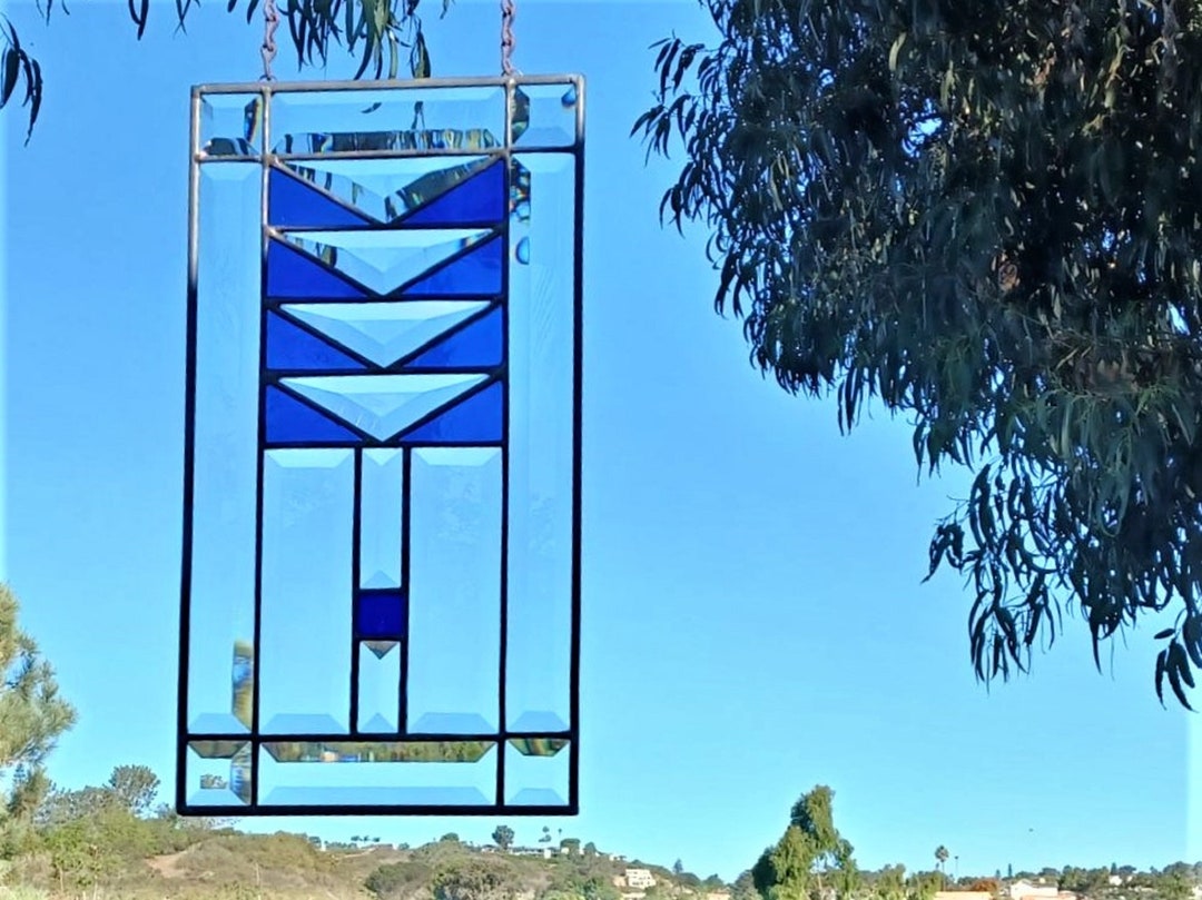 Craftsman Style Colbalt Blue Stained Glassbeveled Glass Jewel - Etsy