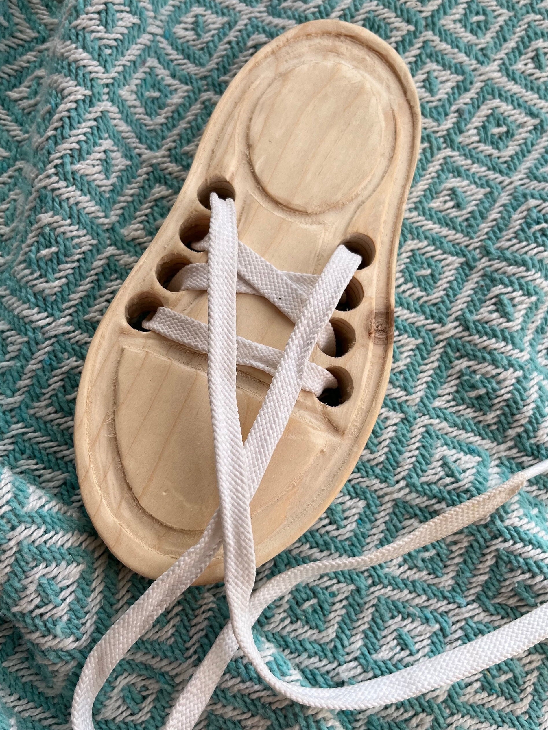 Wooden Shoe Practice TOY Montessori Tying Kids - Etsy