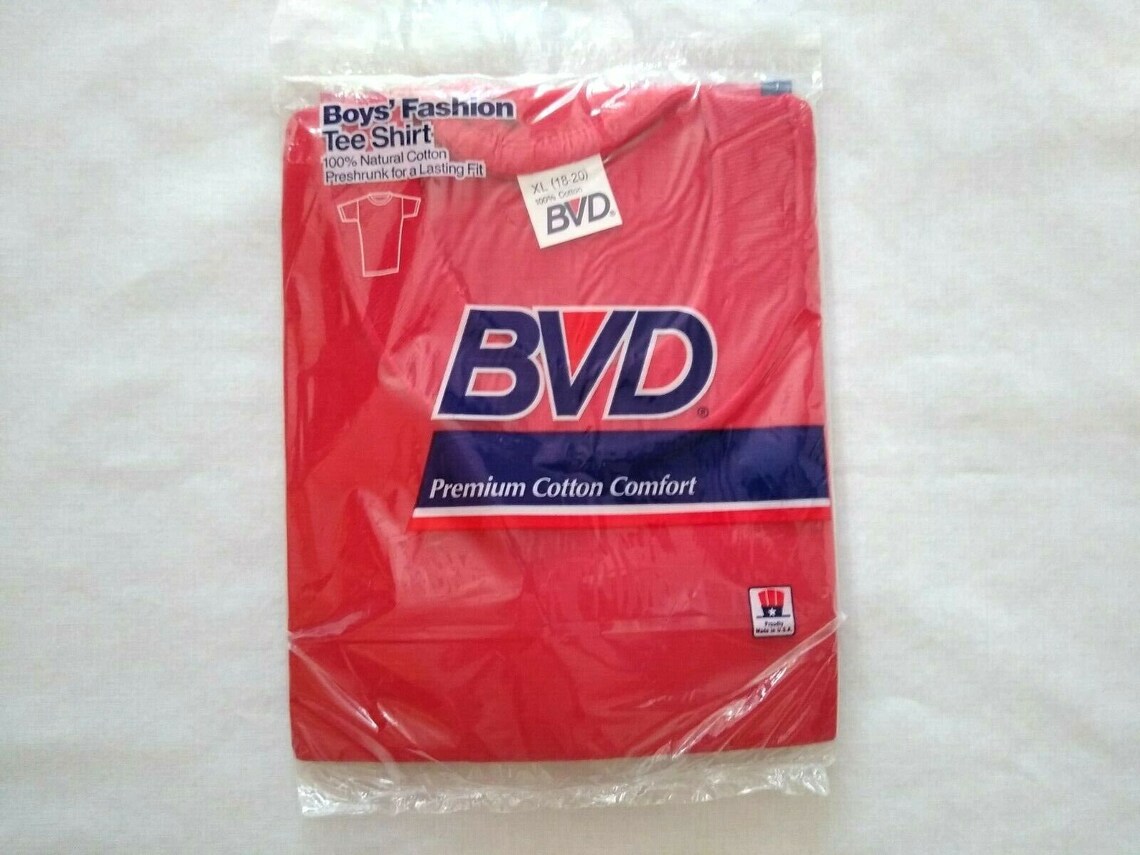 Vintage 1991 Boys BVD T-shirt Unopened Red 100% Cotton XL - Etsy